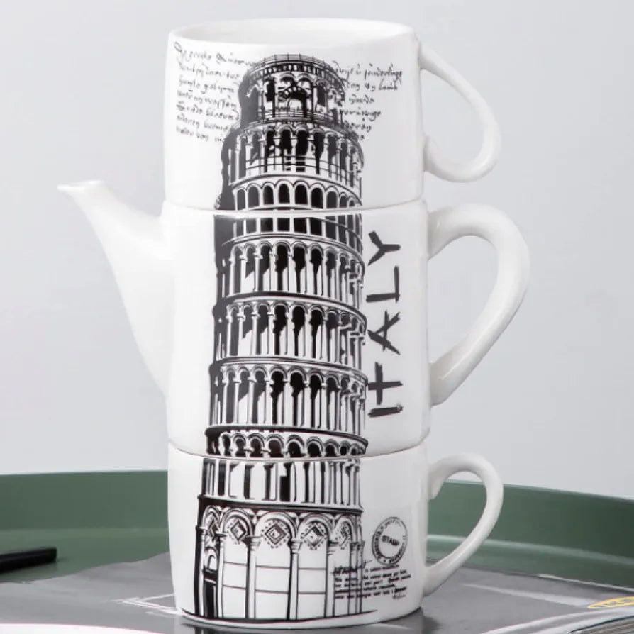 Ceramic Stacking Tea Cup Set ( 3pc )